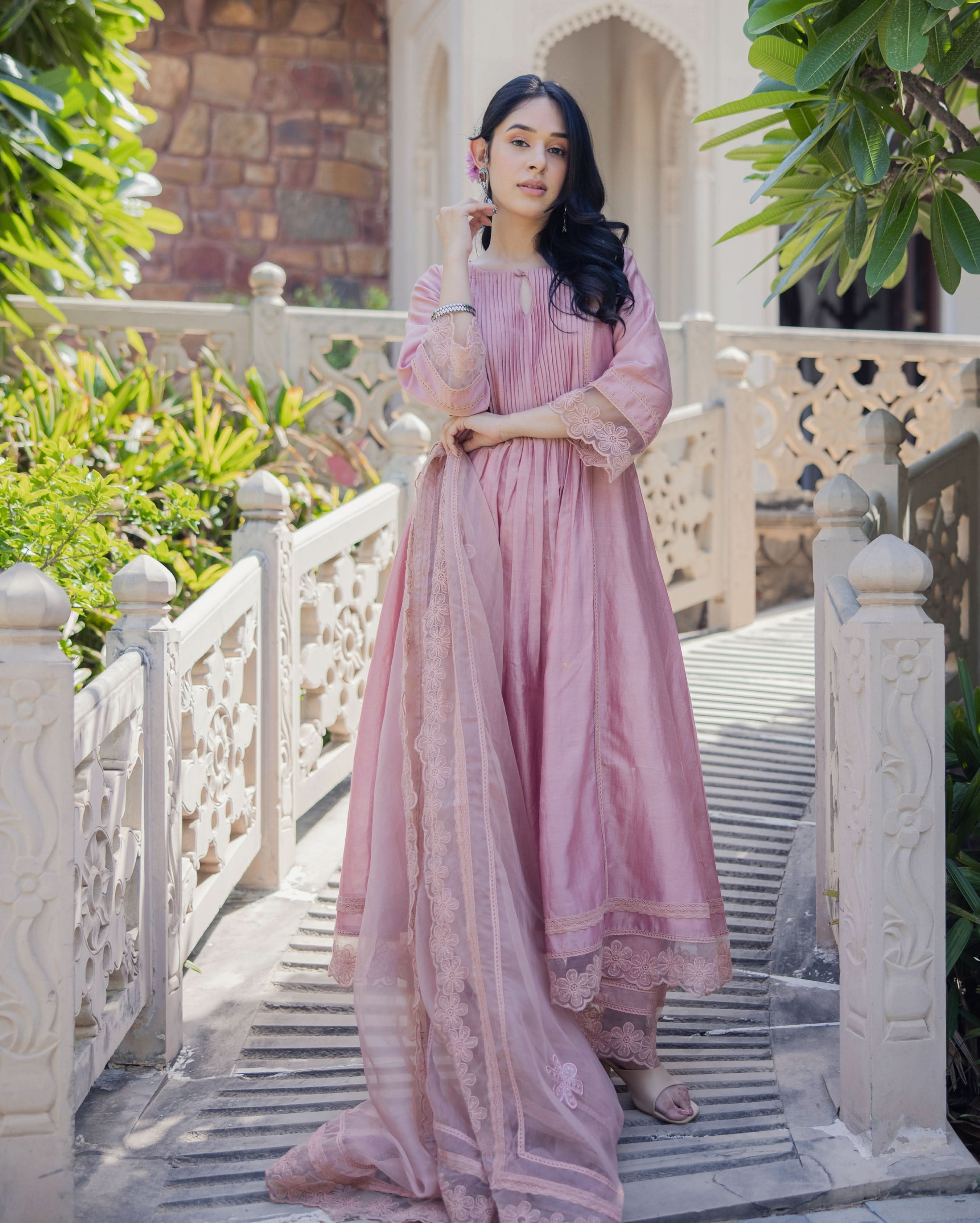 Shop Mary Mauve Embroidered Chanderi Suit Set for Women Online in India ...