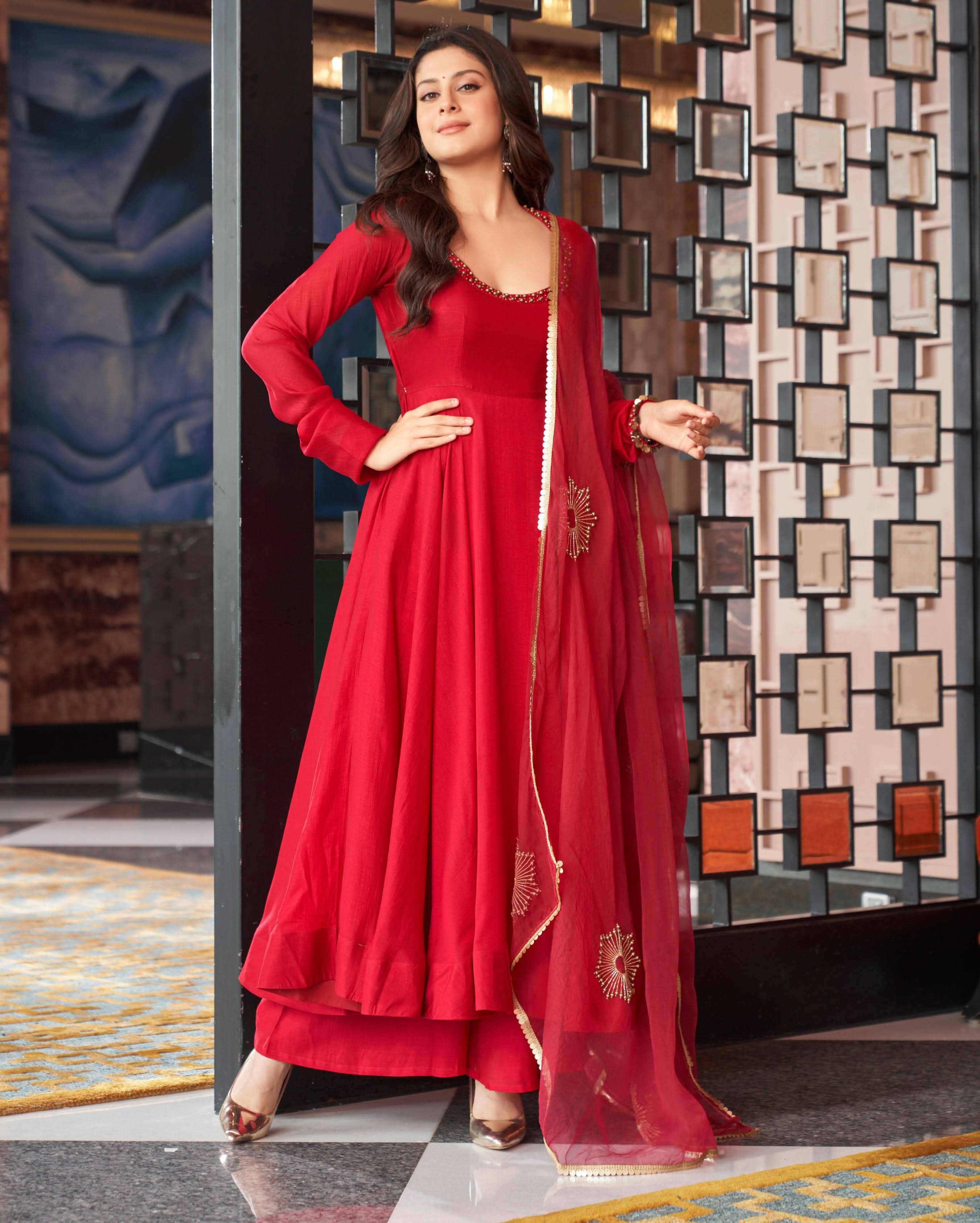 Shop Marya Red Embroidered Anokha Suit Set for Women Online in India at ...