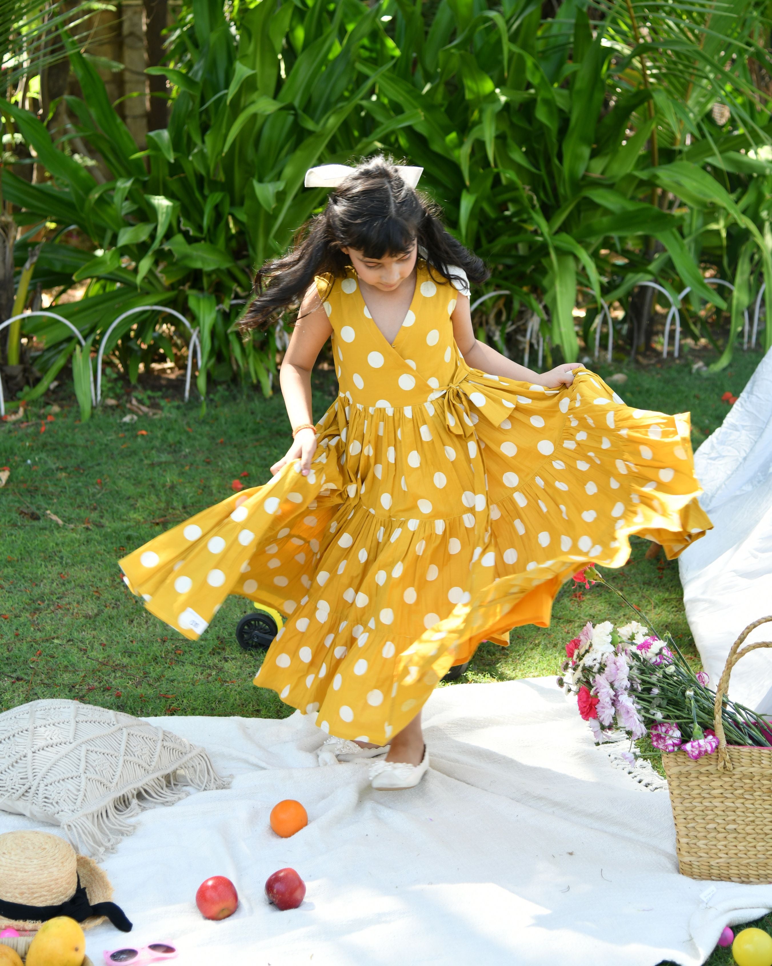 Shop buttercup tier polka cotton dress for Girls online in India at Aachho