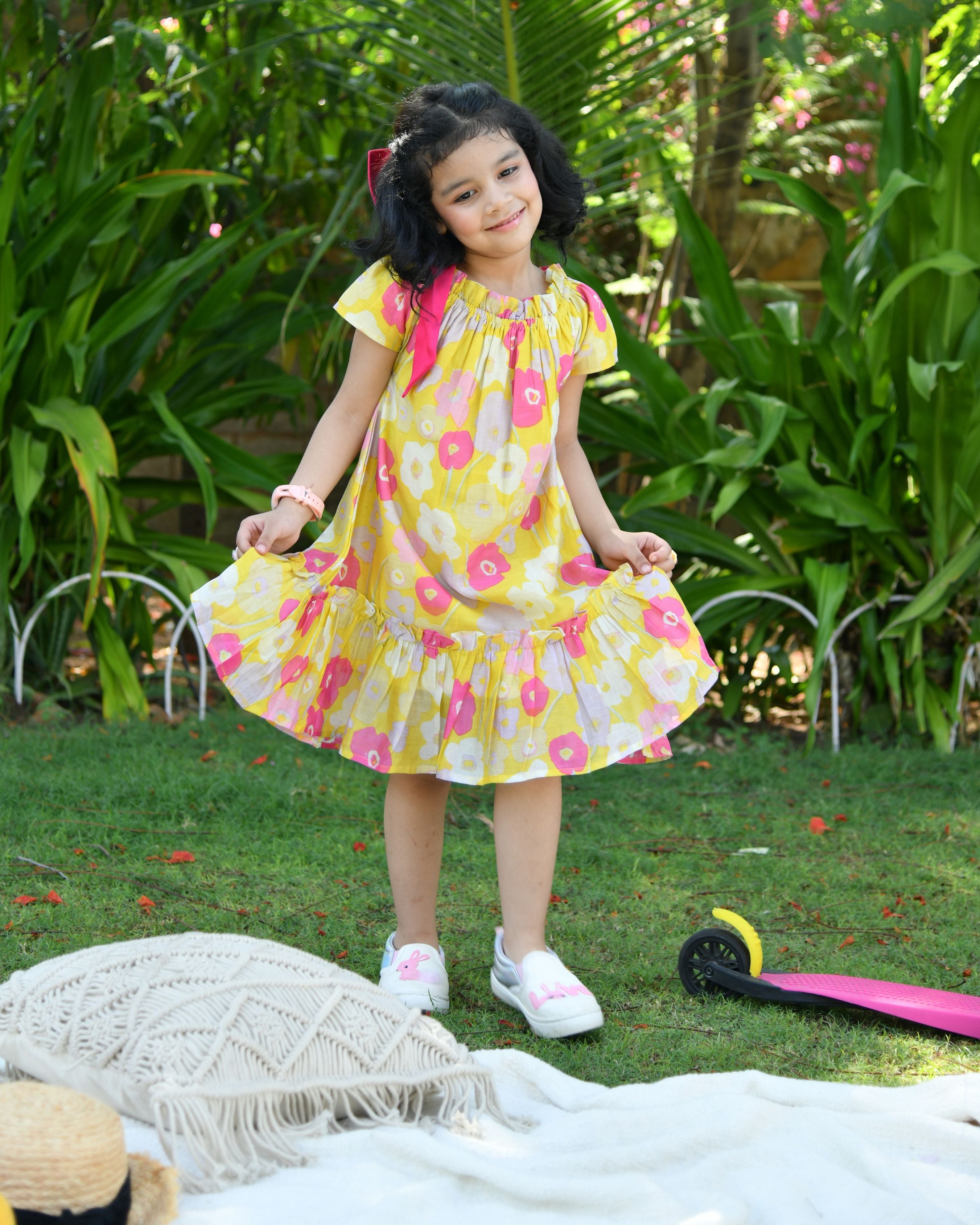 Shop Mellow Chanderi Tier Dress for Girls online in India at Aachho