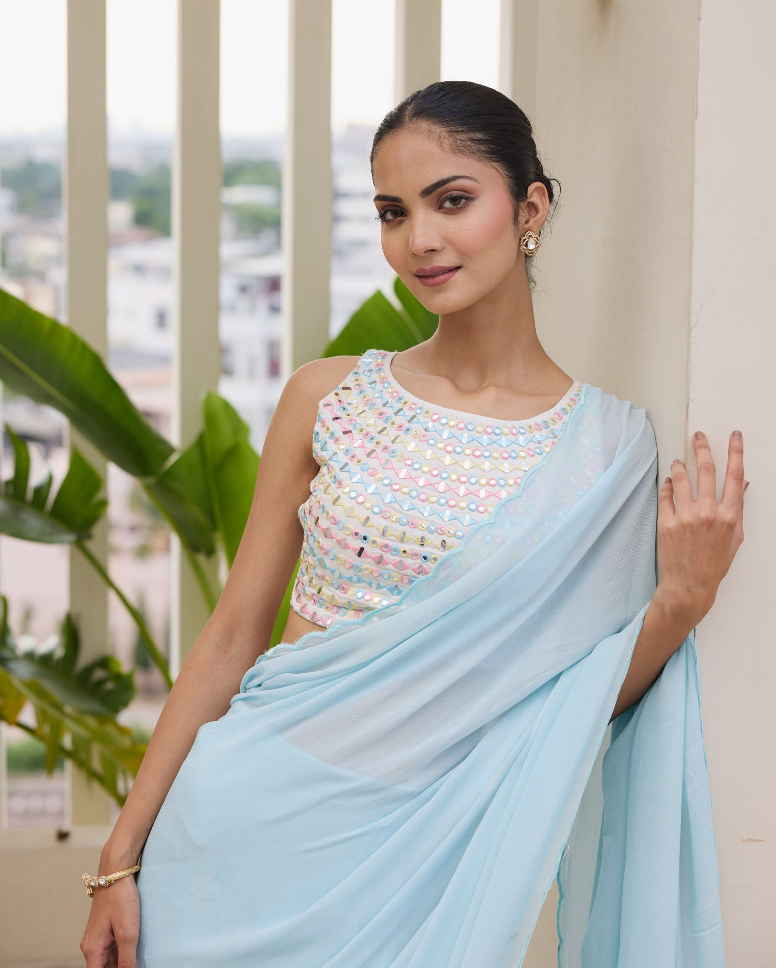 Shop Daylight Charm White Satin Embroidered Blouse for Women Online in ...