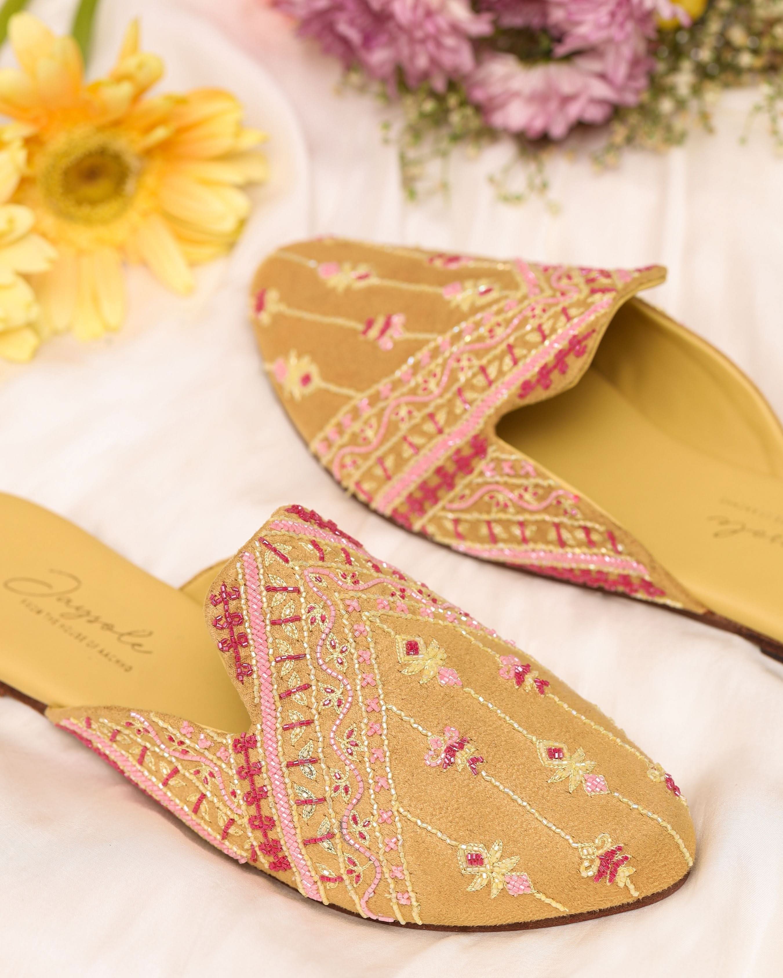 Buy Gold Sand Handcrafted Mules online in India at Best Price | Aachho